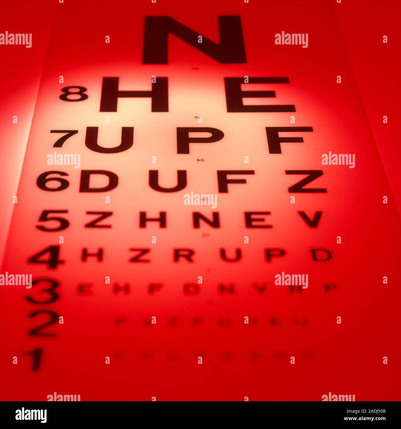 Snellen eye Test Chart. Ansicht eines Snellen eye Test Chart zur ...