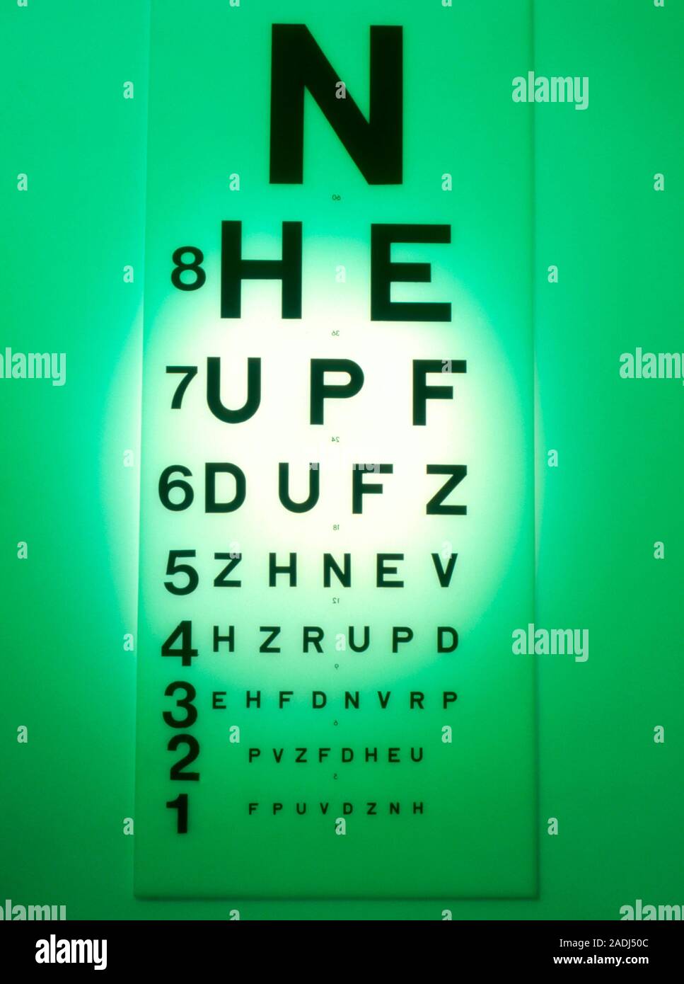 Snellen eye Test Chart. Ansicht eines Snellen eye Test Chart zur ...