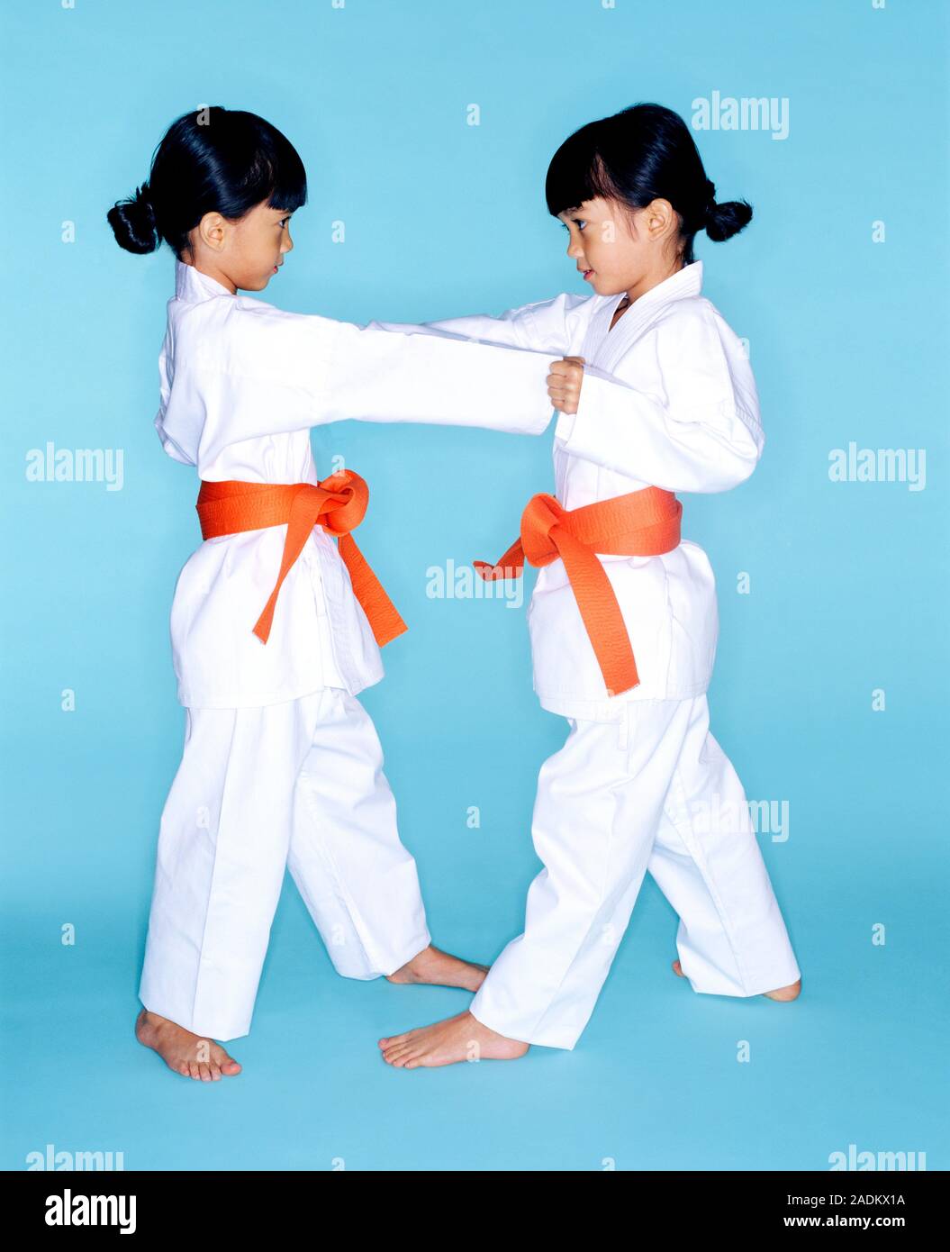 MODEL RELEASED. Identische Zwillingsschwestern. Genetisch identisch ...