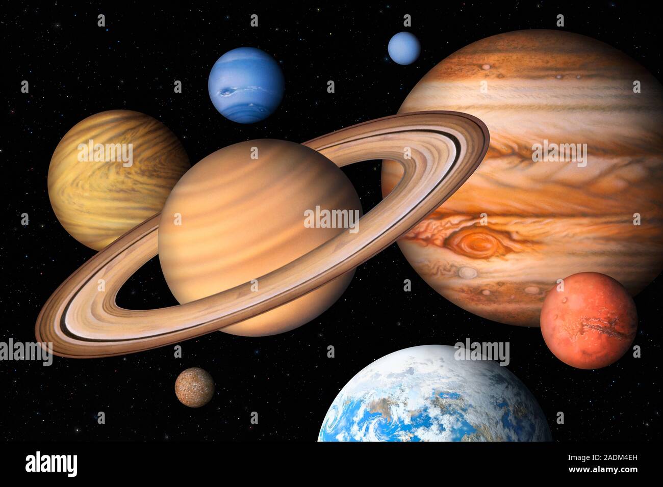 Acht Planeten im Sonnensystem, Artwork. Die Planeten sind nicht ...