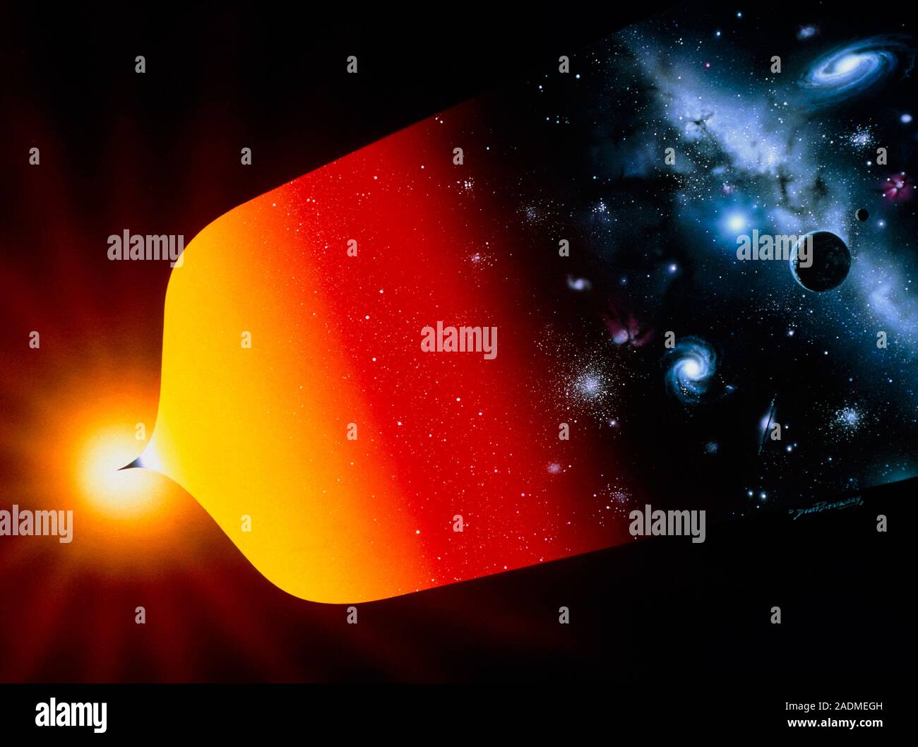 Universum Geschichte. Artwork zeigt die Geschichte des Universums, von ...