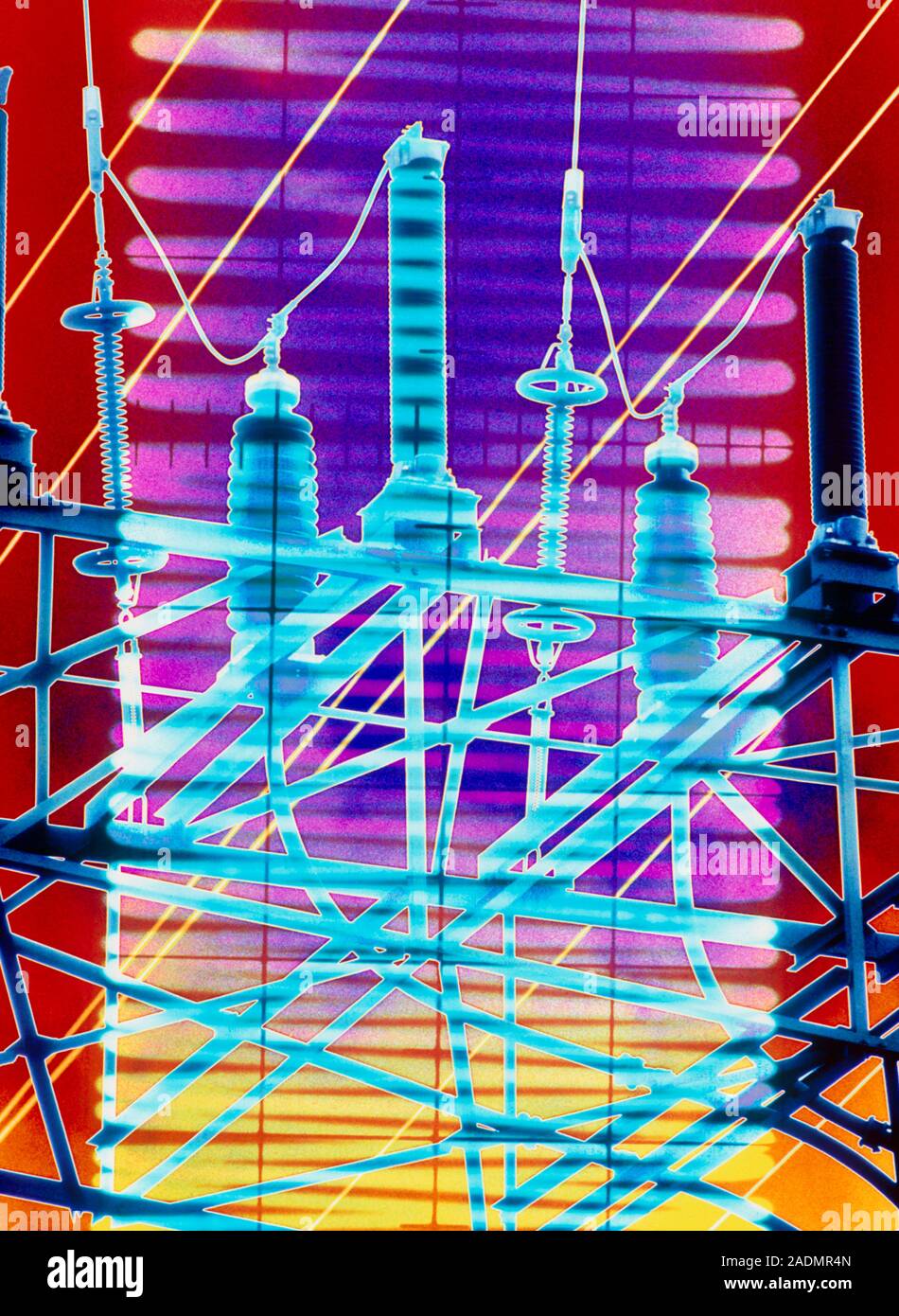 Strom- Linien. Computer Artwork von Starkstrom Stromleitungen ...