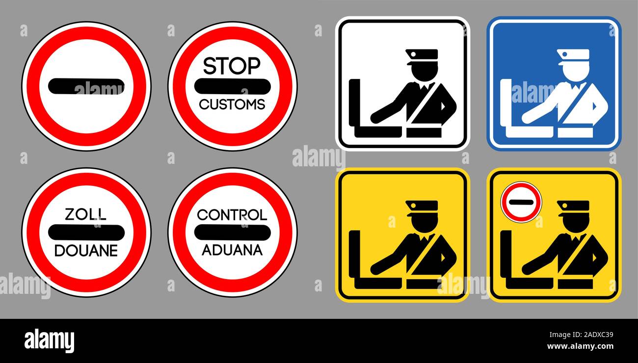 Zoll und Grenze Symbole. Alle Symbole sind in verschiedenen Schichten ...