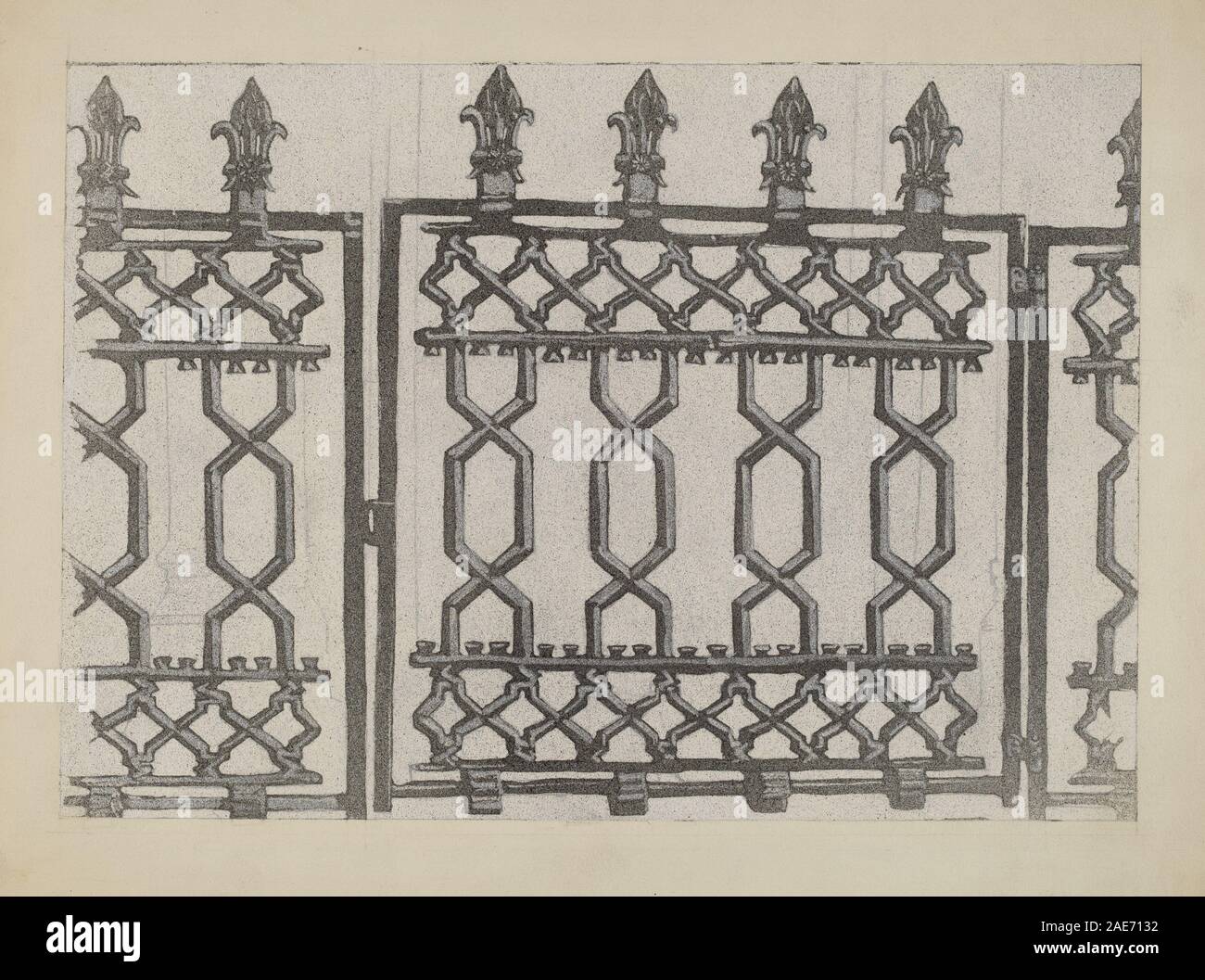 Eisen bahn und Tor geworfen; circa 1936 Datum Arelia Arbo, Gusseisen ...