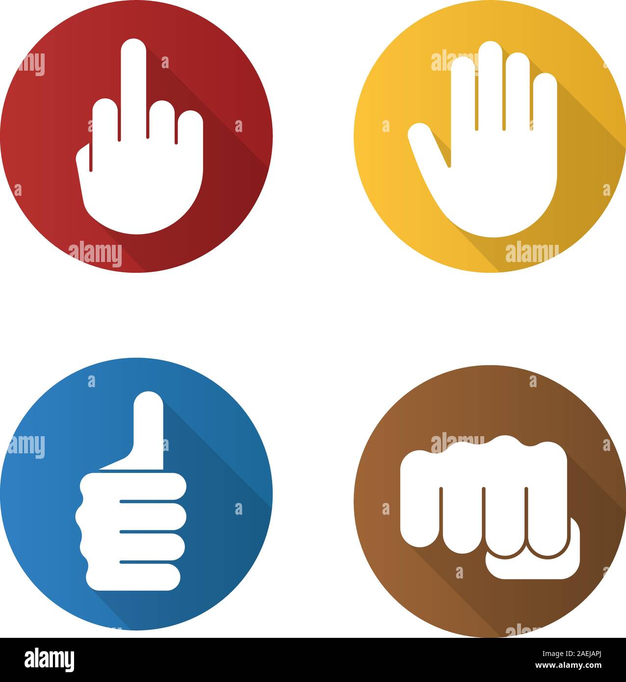 Handgesten flache Bauweise lange Schatten Glyphe Symbole gesetzt ...
