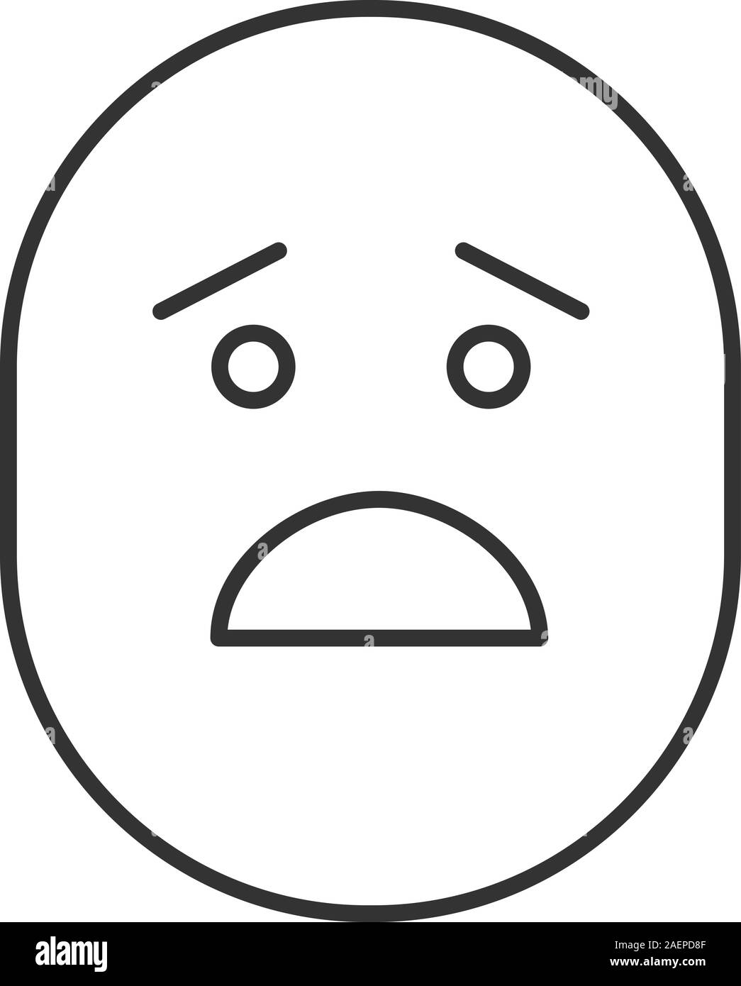 Angst Gesicht lineare Symbol. Smiley mit offenen Mund. Dünne Linie ...