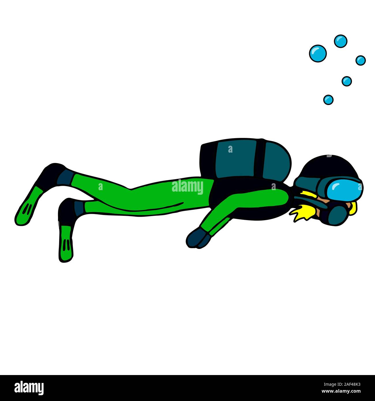 Cartoon illustration scuba diver girl -Fotos und -Bildmaterial in hoher ...