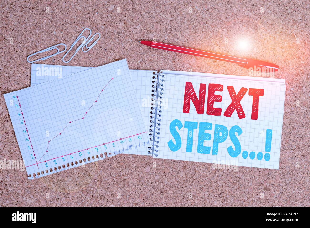 Schreiben Hinweis Nächste Schritte angezeigt. Business Konzept für ...