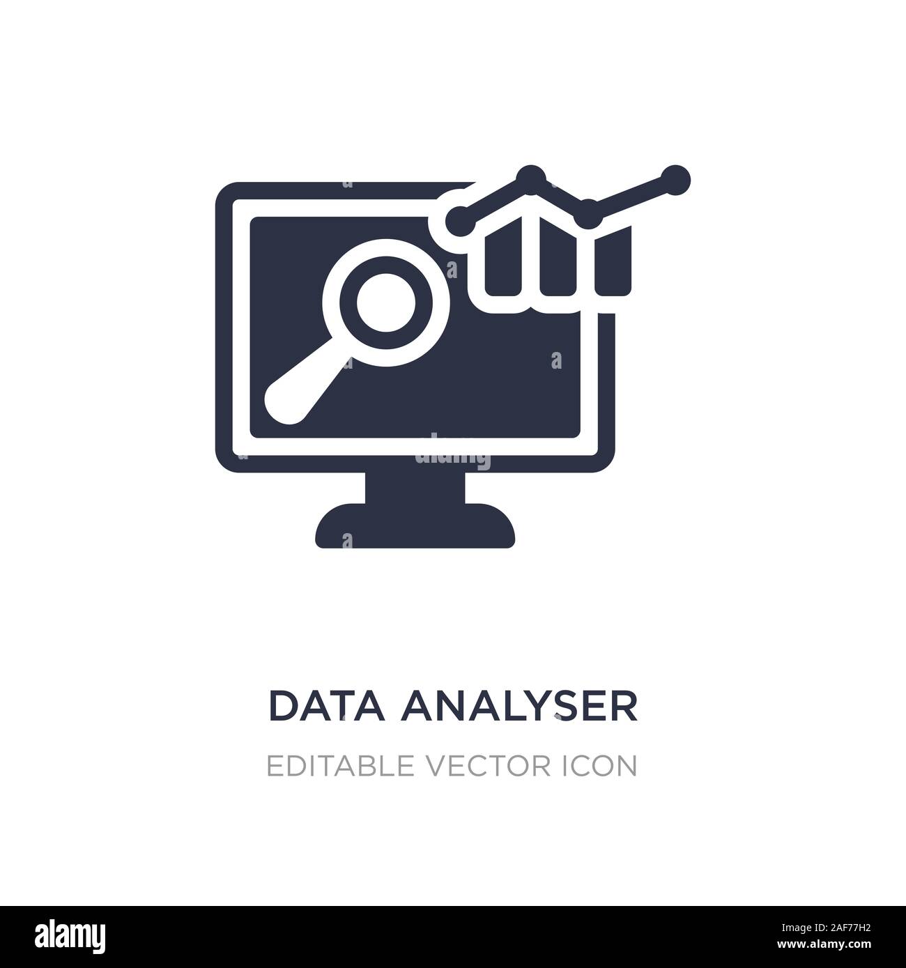 Data Analyzer-Symbol auf weißem Hintergrund. Einfaches element ...