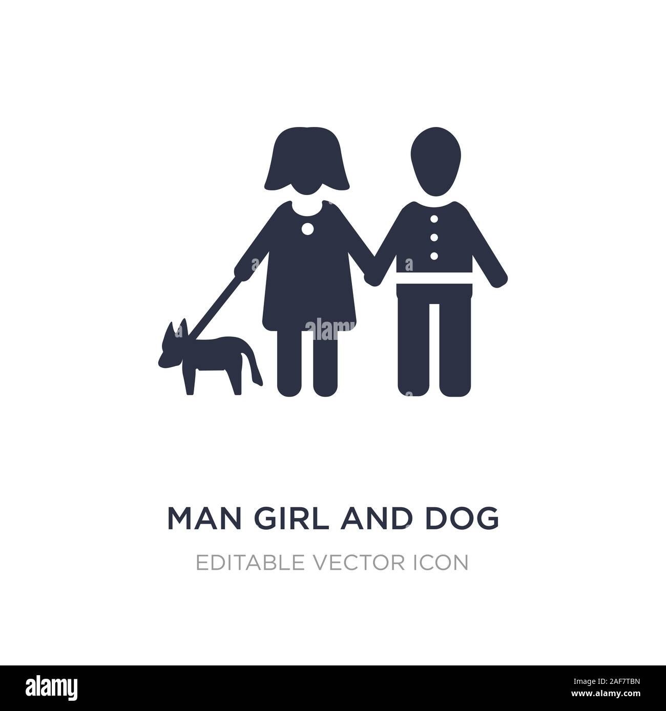 Mensch Mädchen und Hund Symbol auf weißem Hintergrund. Einfaches ...