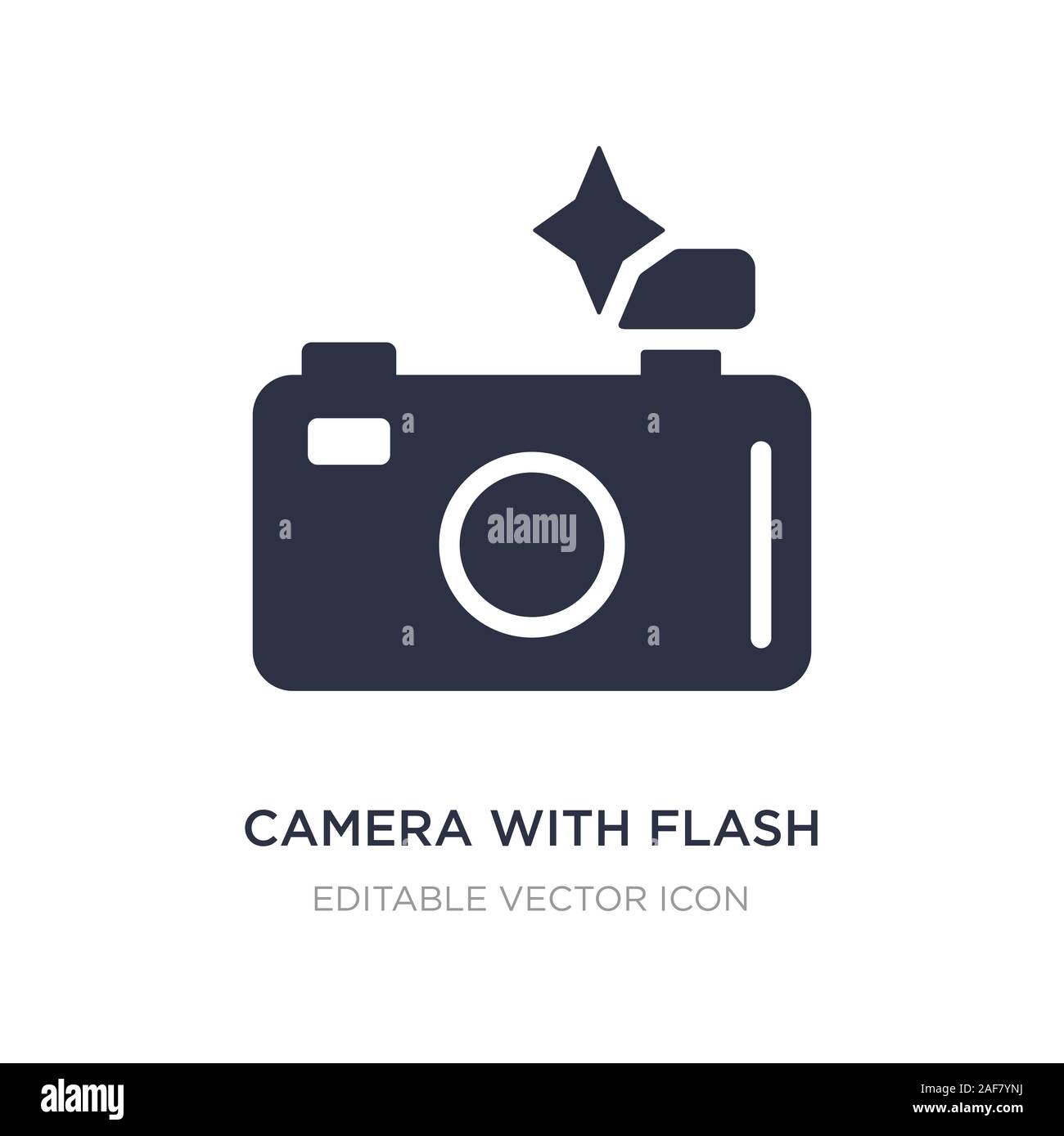 Kamera mit Blitz Symbol auf weißem Hintergrund. Einfaches element ...