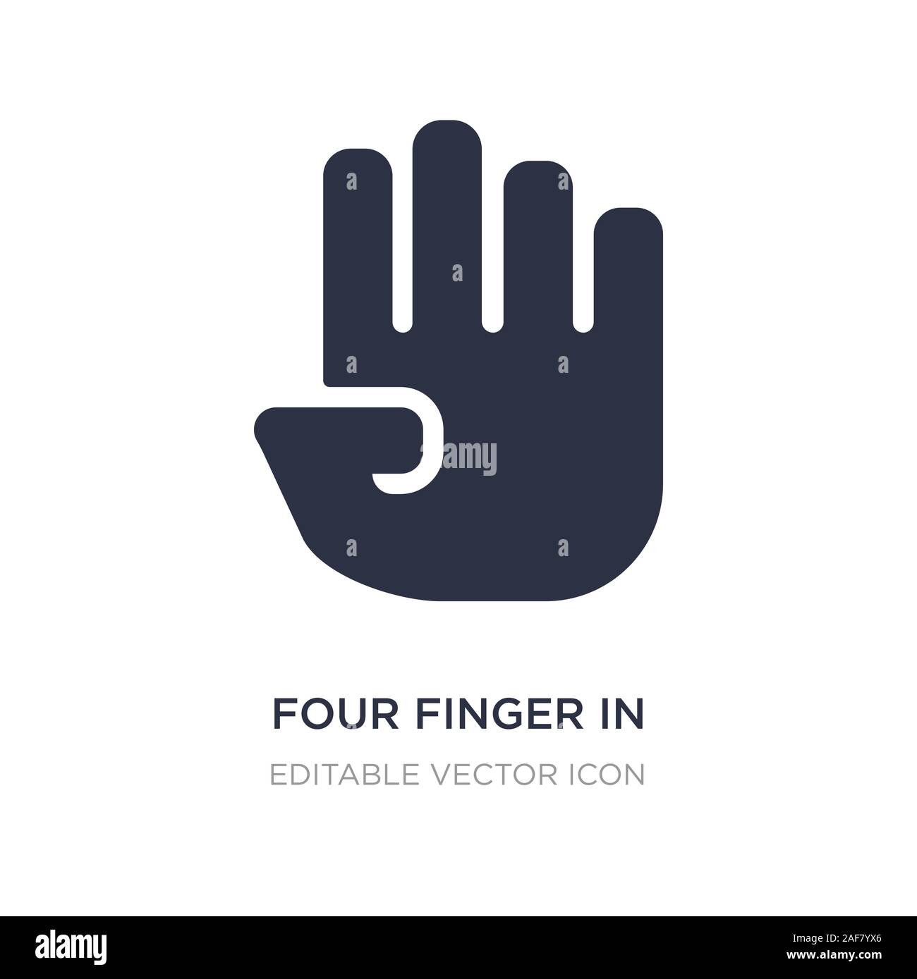 Vier Finger in der hand Symbol auf weißem Hintergrund. Einfaches ...