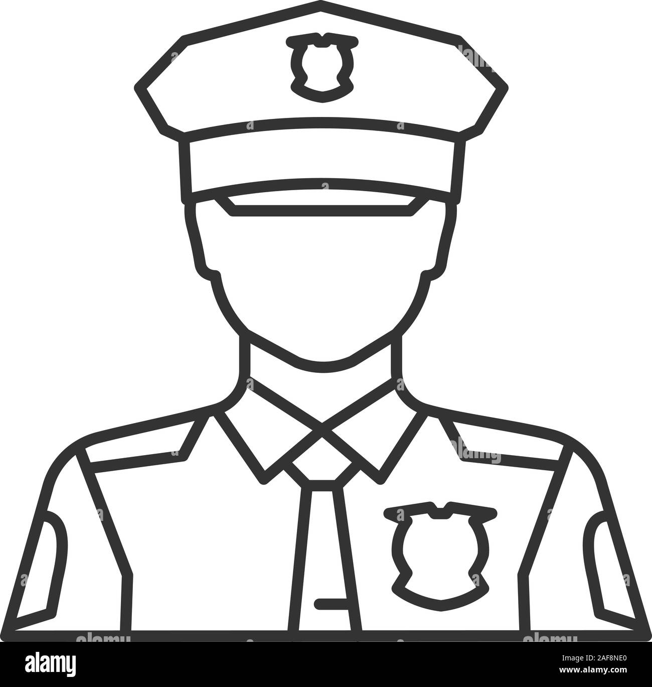 Polizist lineare Symbol. Polizeioffizier. Dünne Linie Abbildung. Kontur ...