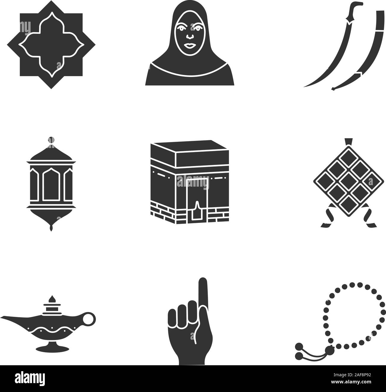 Die islamische Kultur Glyphe Symbole gesetzt. Islamische Stern ...