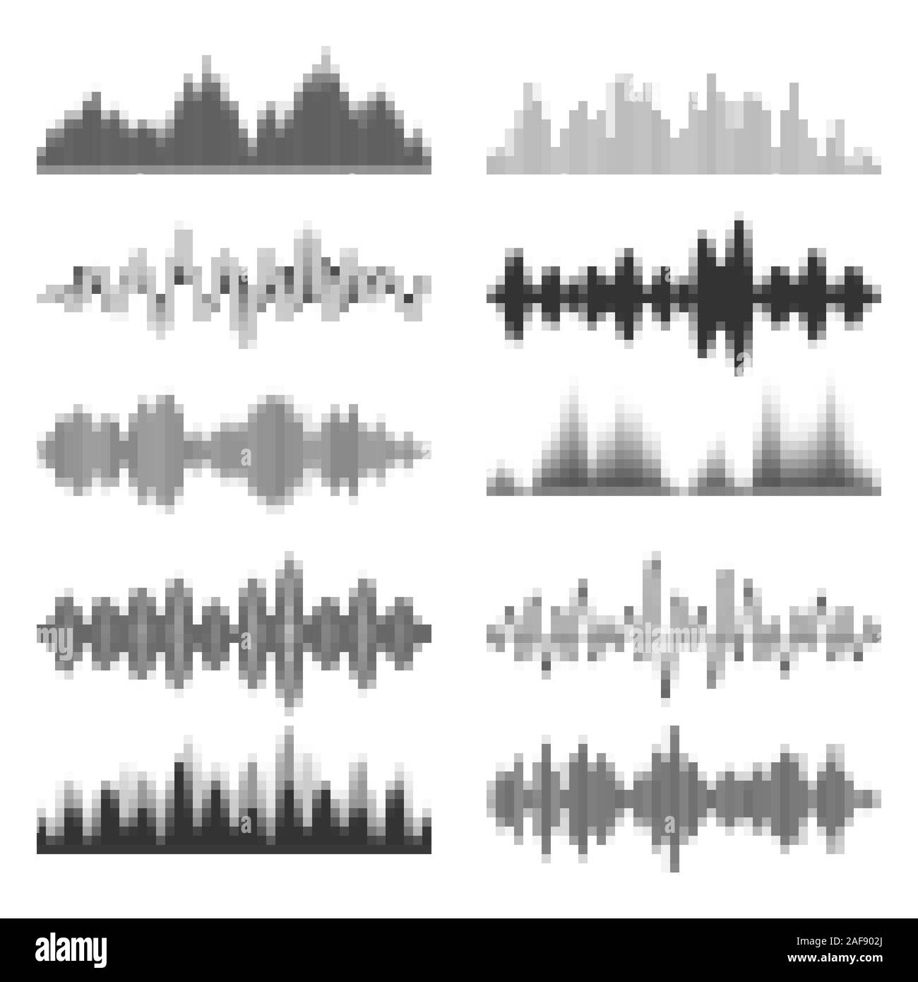 Schallwellen Sammlung. Analoge und digitale Audio Signal. Musik ...