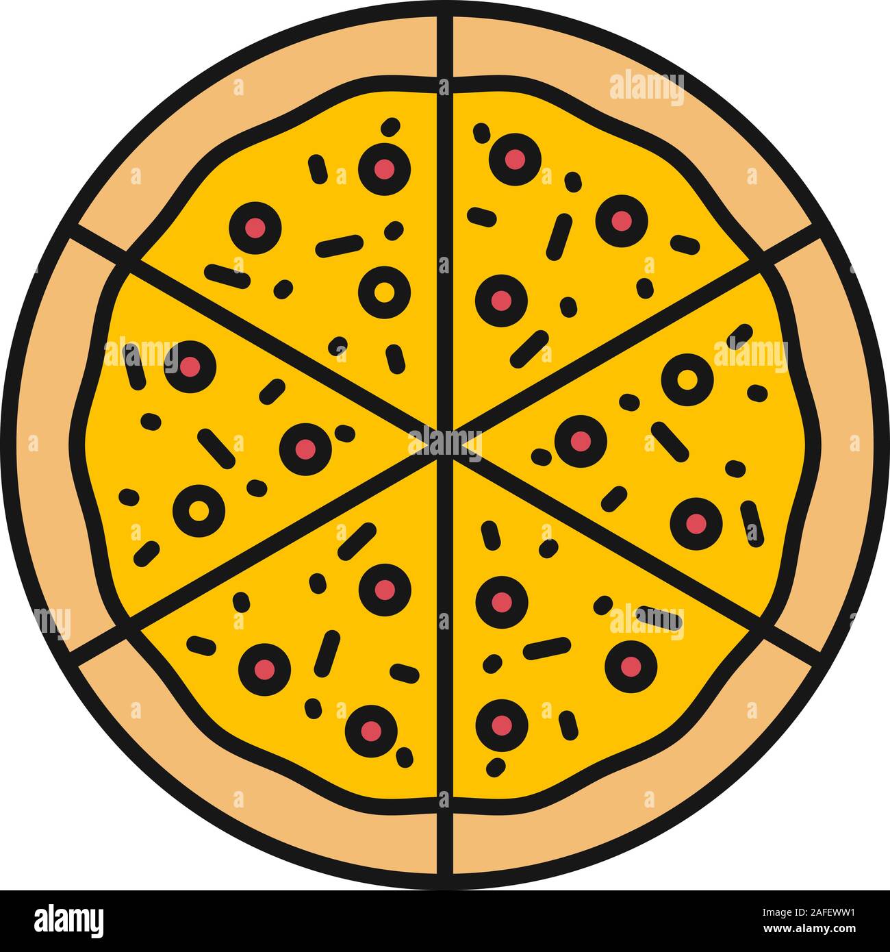 Pizza Farbe Symbol. Pizzeria unterzeichnen. Isolierte Vector ...