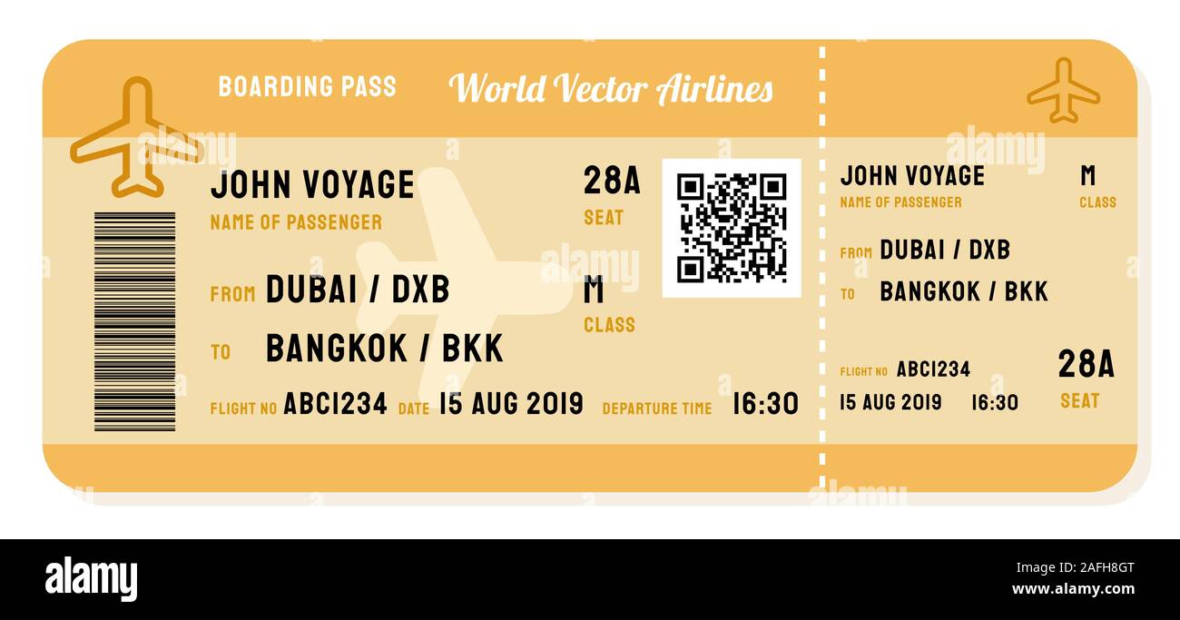 Vektor Bordkarte. Moderne Airline Ticket für einen Flug Stock ...