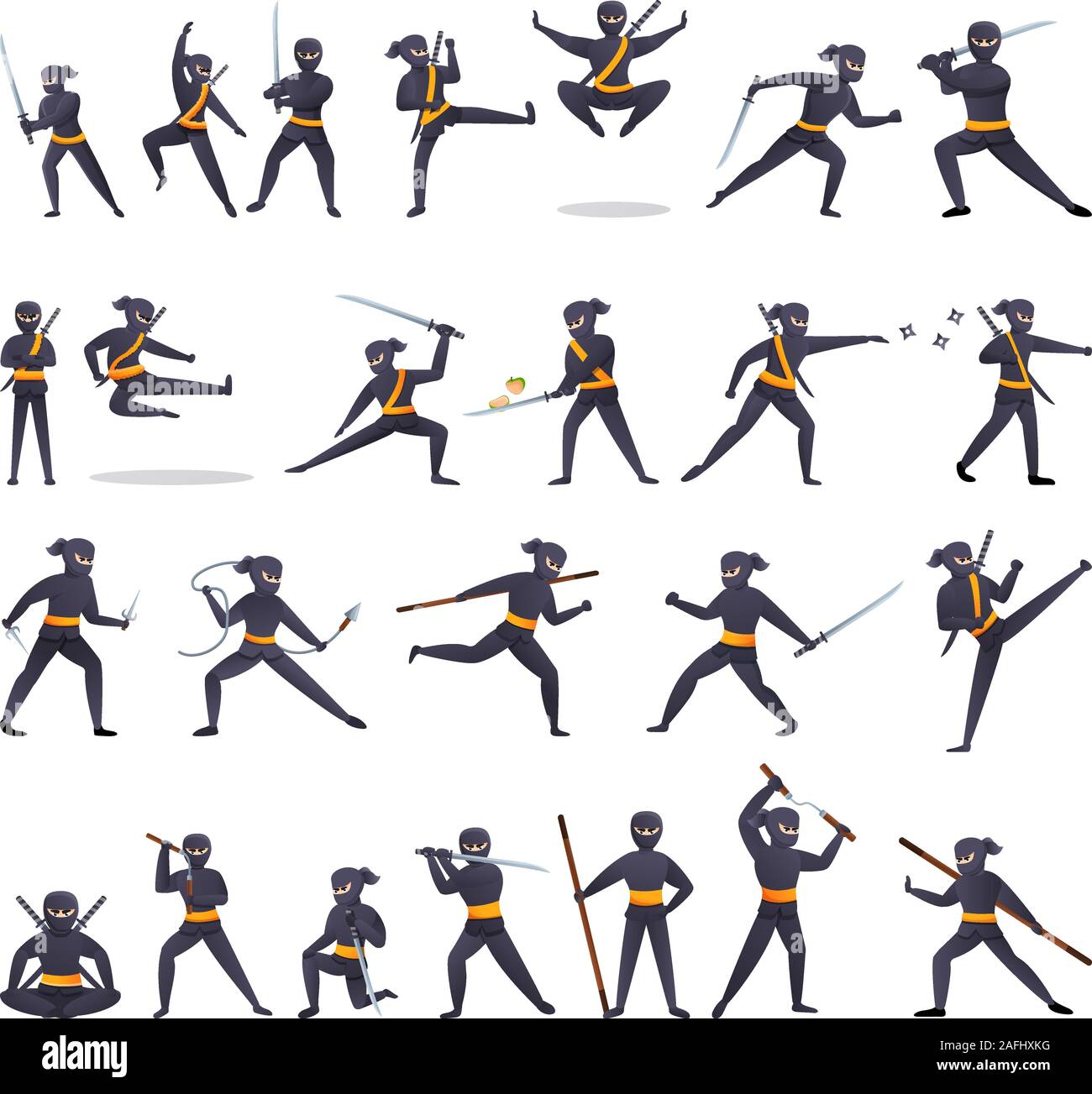 Ninja Symbole gesetzt. Cartoon von Ninja Vector Icons für Web Design ...