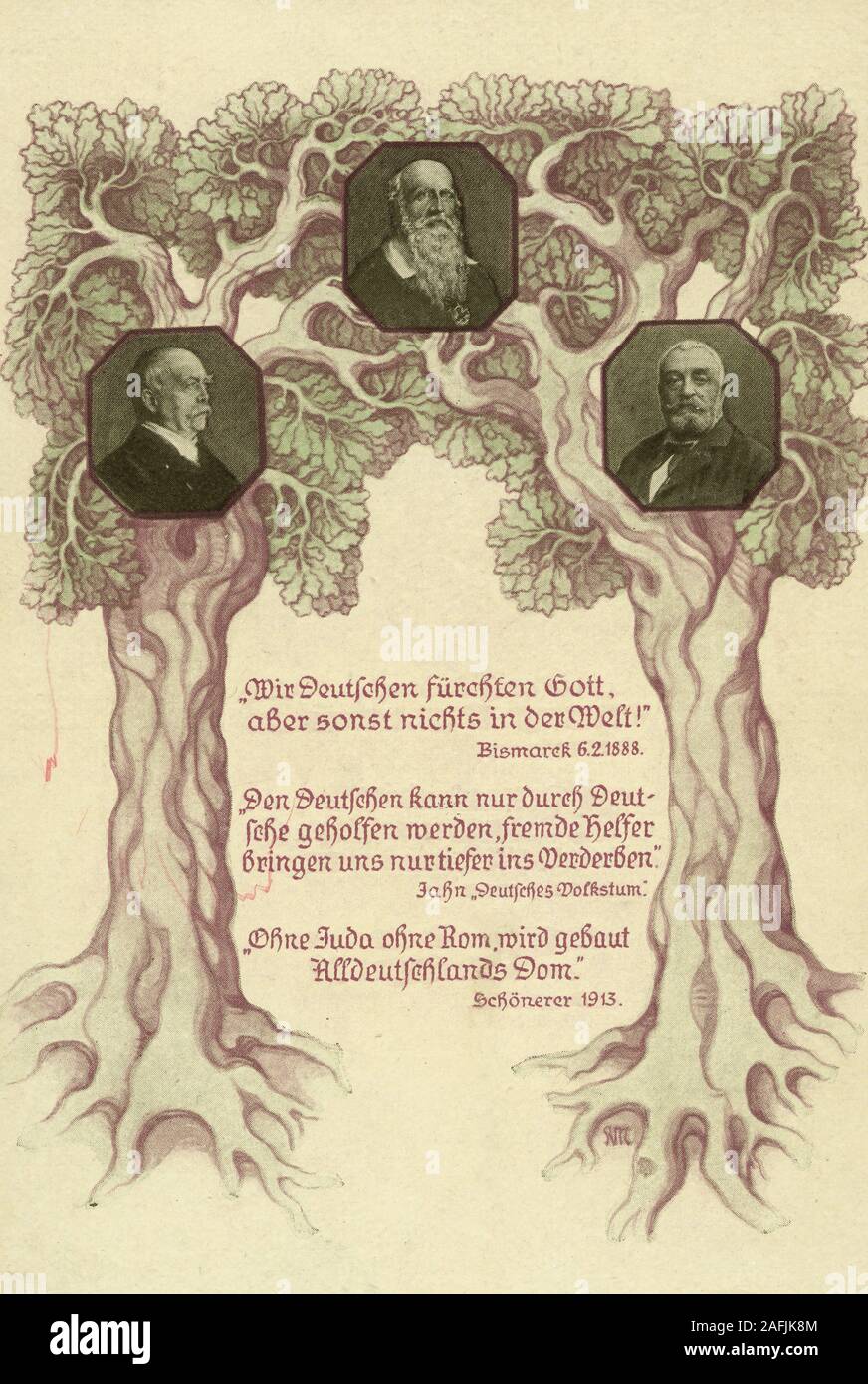Postkarte mit Zitaten von Otto von Bismarck, Georg Schoenerer und ...