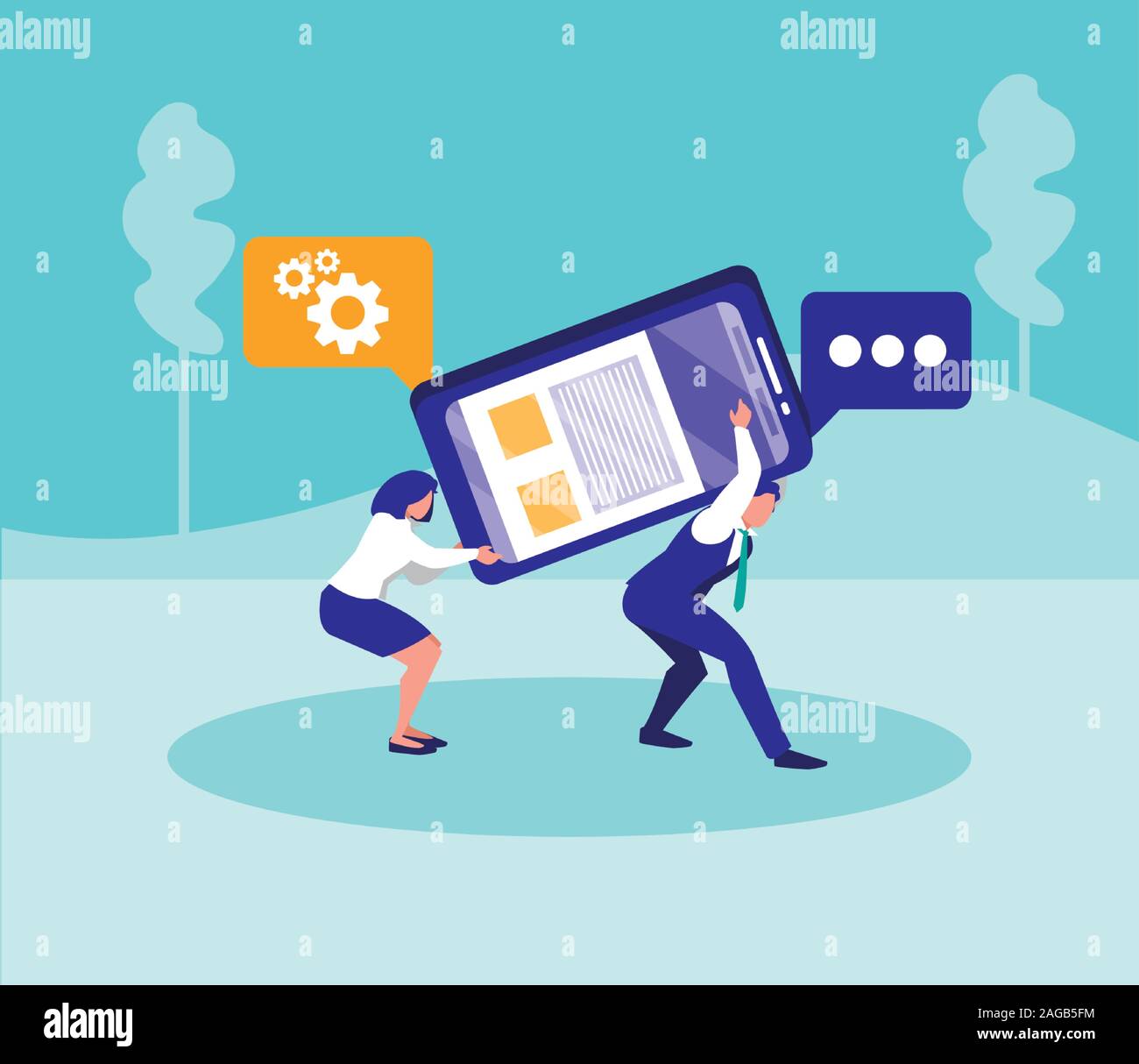 Kaufmann und Kauffrau mit Smartphone Design, Mann Frau Business ...