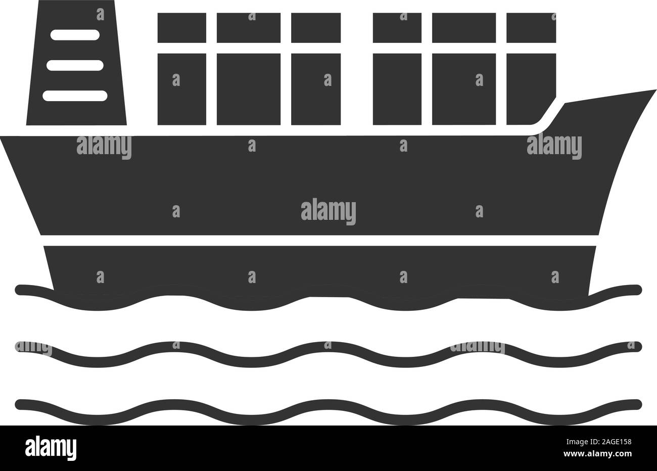 Frachtschiff glyph Icon. Silhouette Symbol. Tanker. Containerschiff ...