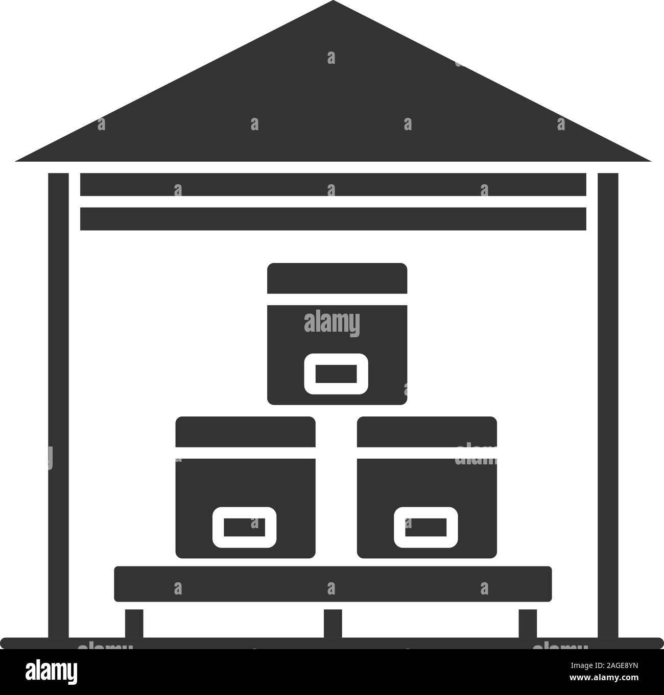 Lager glyph Icon. Silhouette Symbol. Kartons auf Palette. Pakete ...