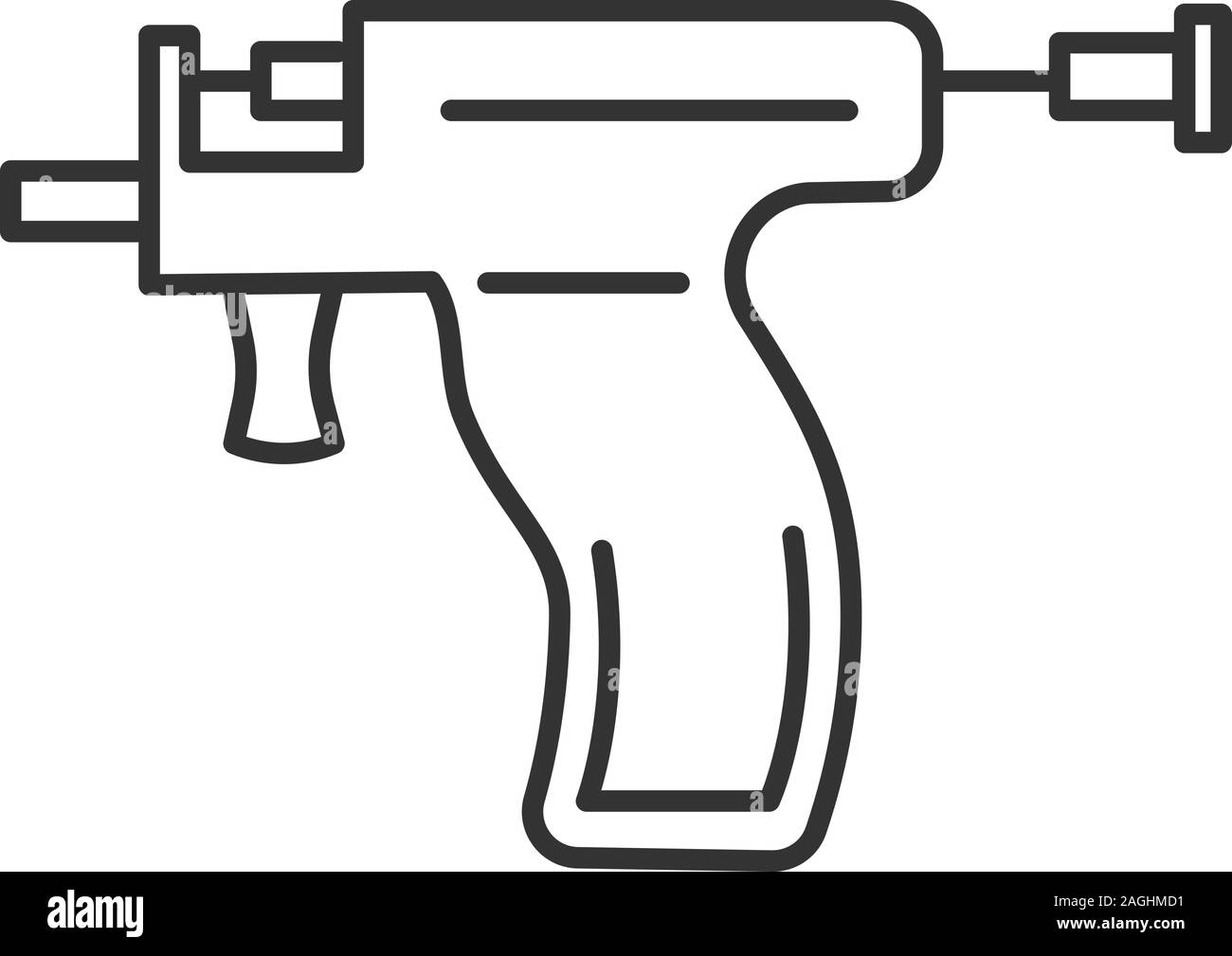 Piercing gun lineare Symbol. Dünne Linie Abbildung. Ohr Piercing ... Piercing gun lineare Symbol. Dünne Linie Abbildung. Ohr Piercing ...