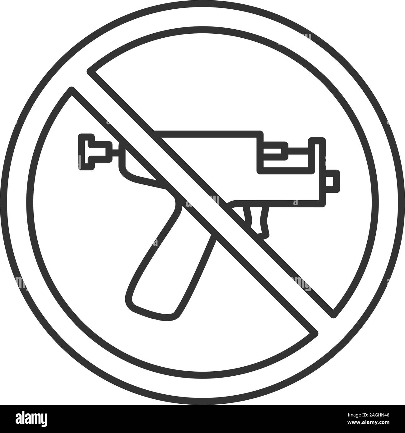 Verbotszeichen mit Piercing gun lineare Symbol. Dünne Linie Abbildung ... Verbotszeichen mit Piercing gun lineare Symbol. Dünne Linie Abbildung ...