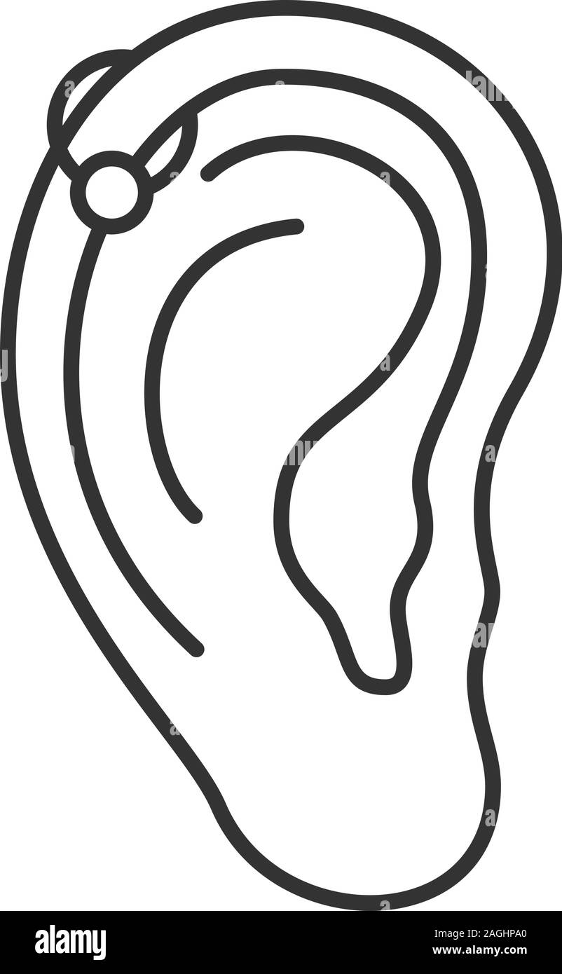 Helix piercing Hoop lineare Symbol. Dünne Linie Abbildung. Durchbohrt ... Helix piercing Hoop lineare Symbol. Dünne Linie Abbildung. Durchbohrt ...