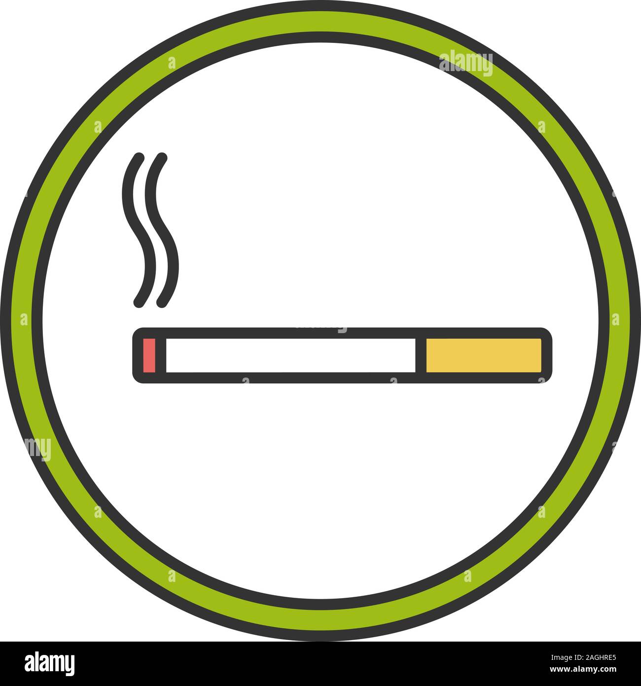 Raucherbereich zeichen Farbe Symbol. Kreis mit brennender Zigarette im ...