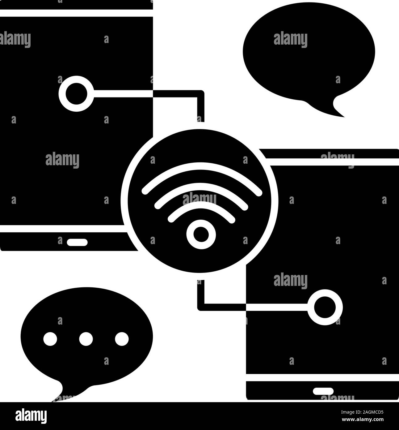 Plaudern glyph Icon. Wlan Signal. Senden der Nachricht. Internet ...