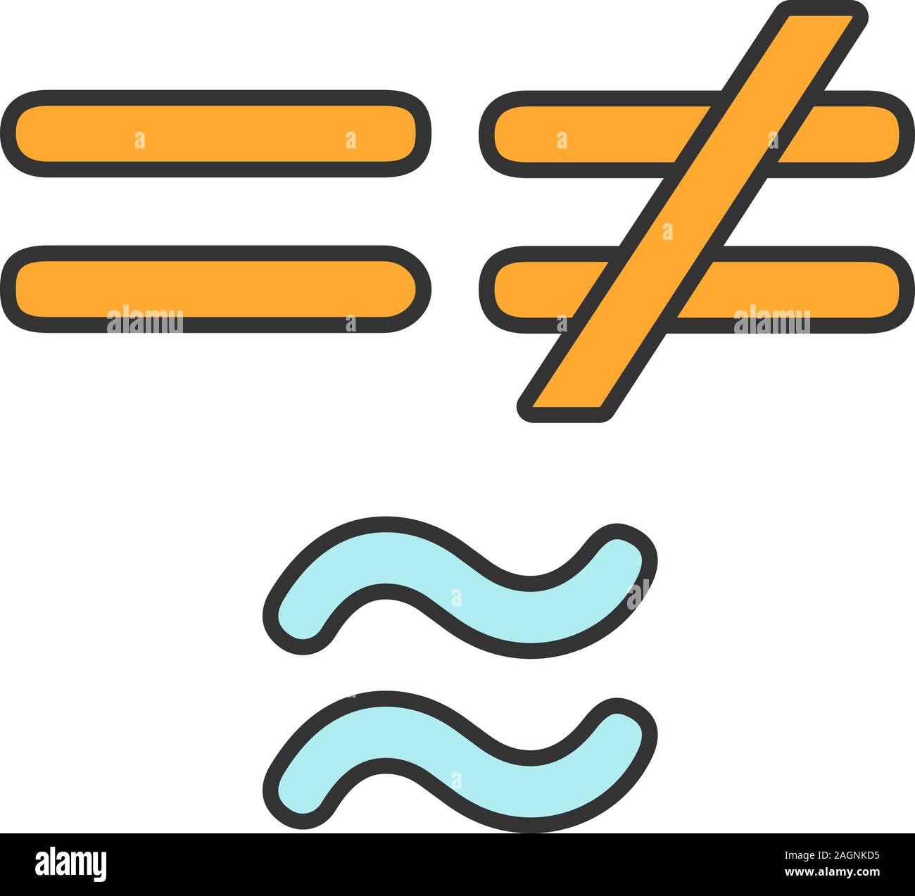 Mathematische Symbole Farbe Symbol. Ist gleich, ist nicht und rund um ...