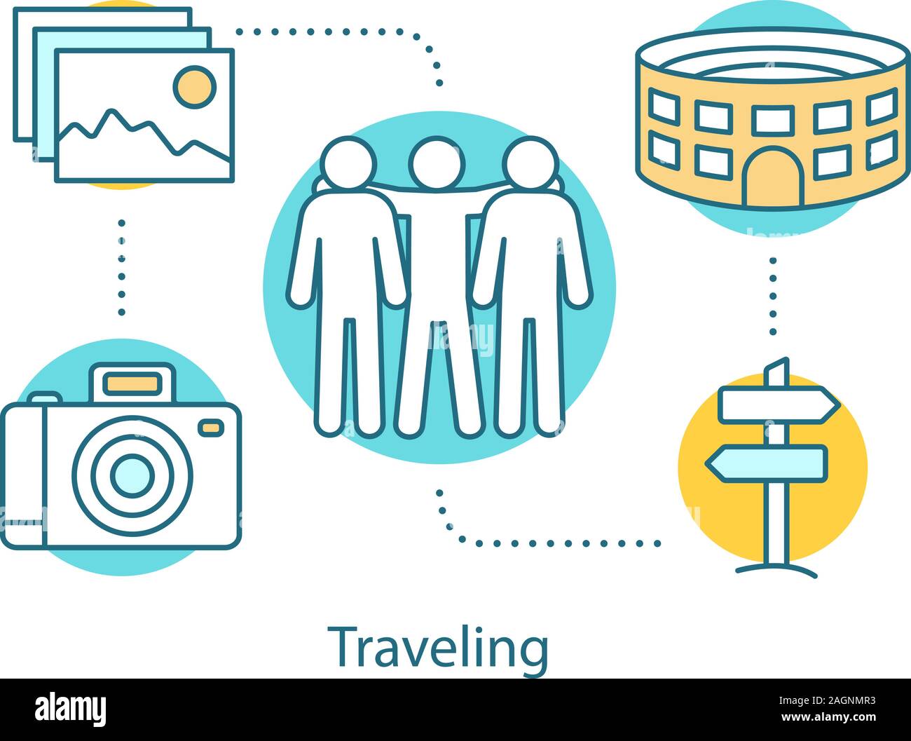 Reisen Konzept Symbol. Ausflug. Sightseeing Idee dünne Linie Abbildung ...