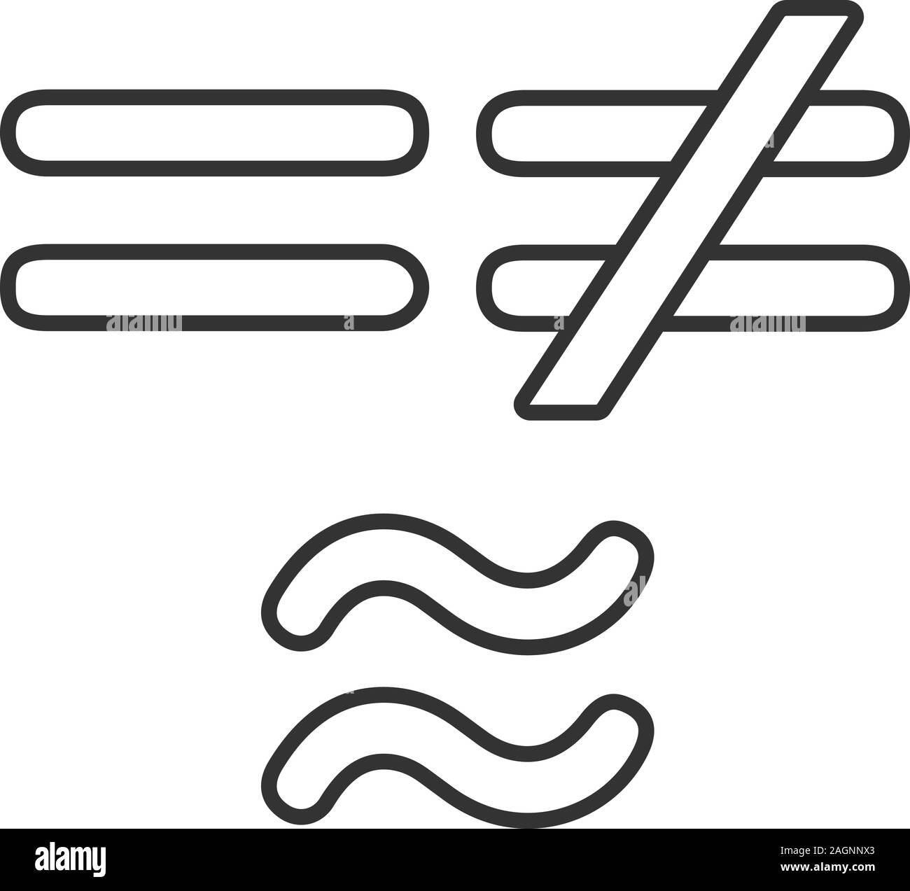 Mathematische Symbole lineare Symbol. Dünne Linie Abbildung. Ist gleich ...