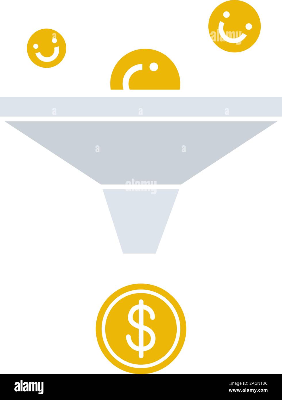 Umsatz Glyphe Farbe Symbol Trichter. Marketing Trichter. Silhouette ...