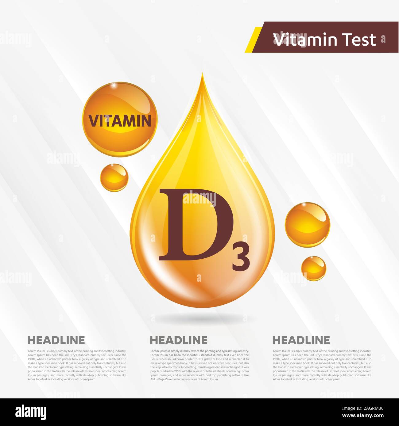 Vitamin D3-Symbol Sammlung, Cholecalciferol. Goldene tropfen Vitamin ...