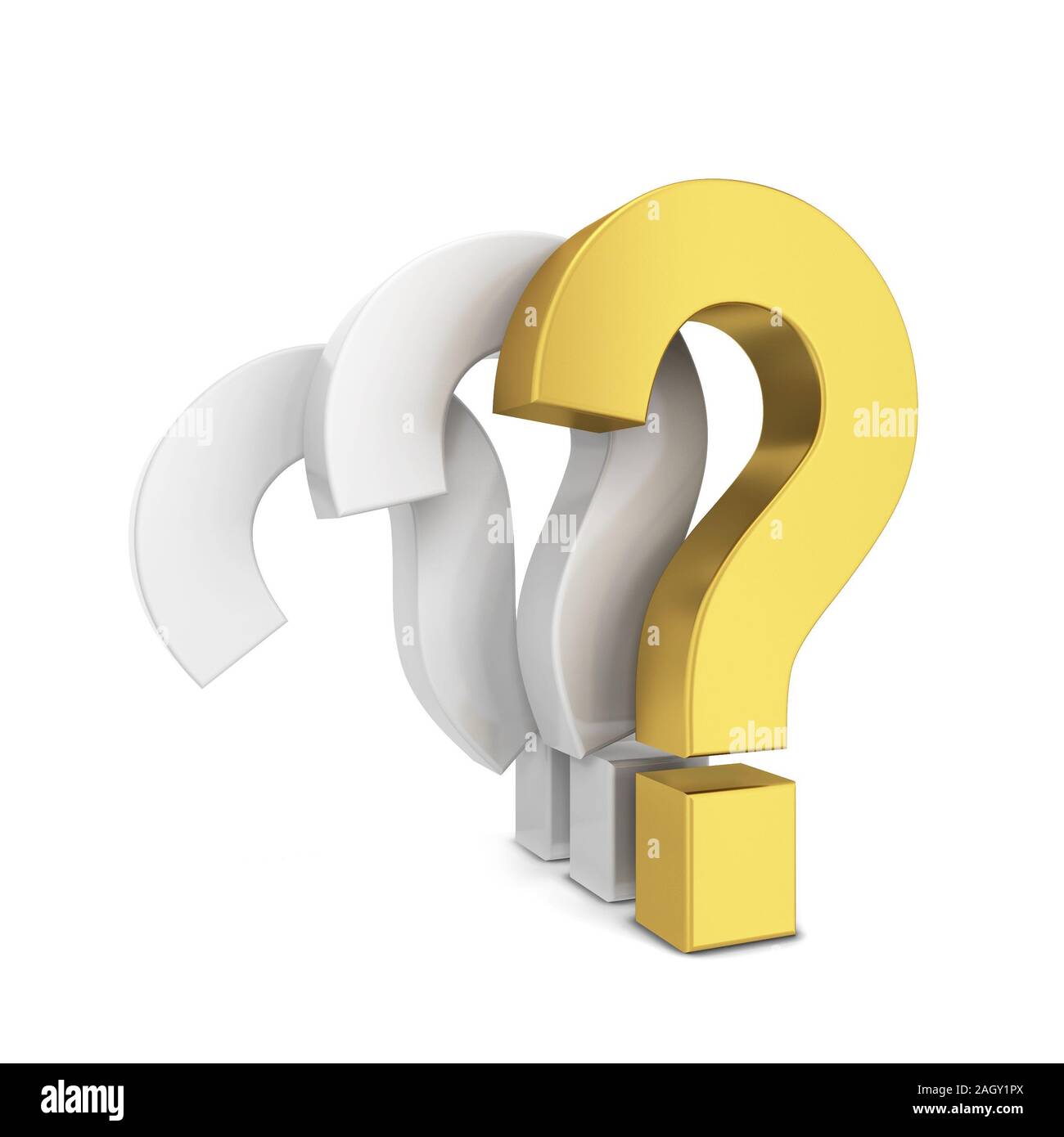 Fragezeichen Symbole. 3d-Abbildung auf weißem Hintergrund ...