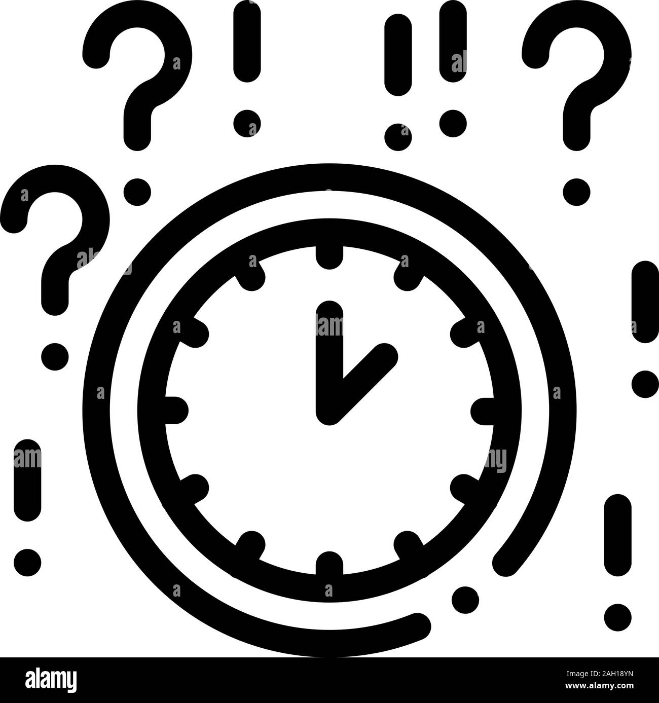 Uhr- und Fragezeichen Umrisse Abbildung Stock-Vektorgrafik - Alamy