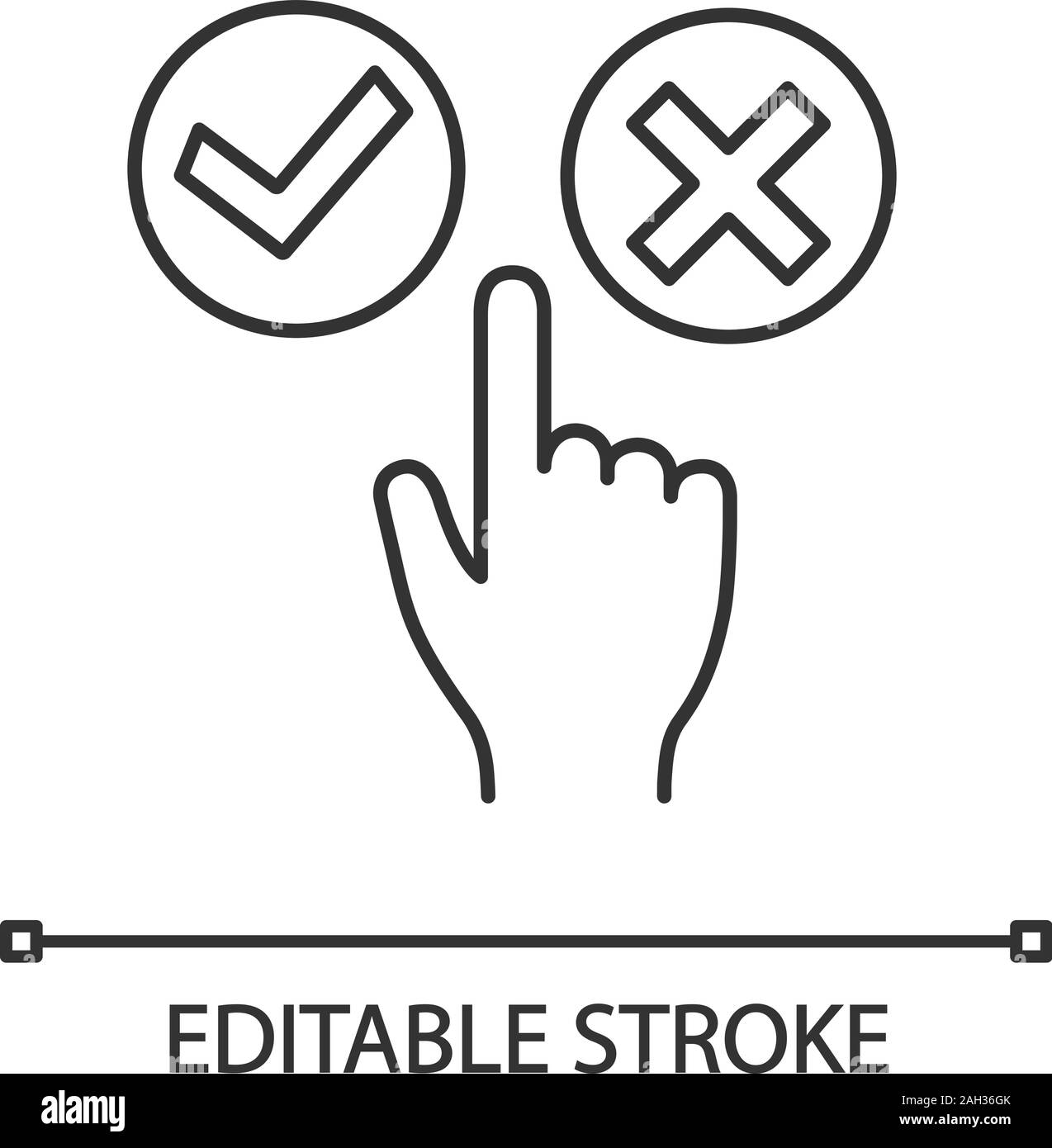 Annehmen und Ablehnen von Tasten lineare Symbol. Dünne Linie Abbildung ...