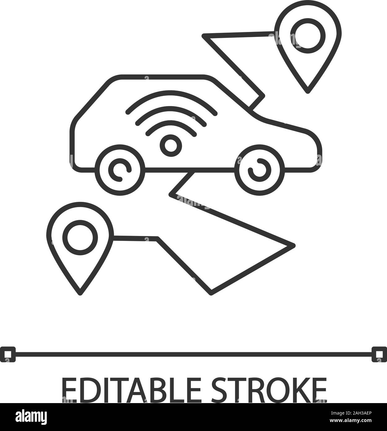 Selbst Autofahren lineare Symbol. Smart Navigation. Dünne Linie ...