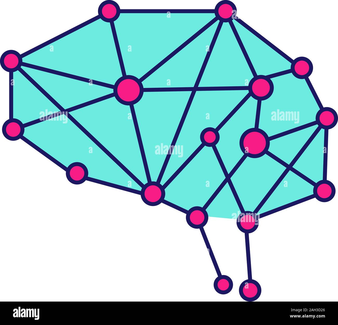 Künstliche Intelligenz Farbe Symbol. Neuronales Netz. Digitale Gehirn ...