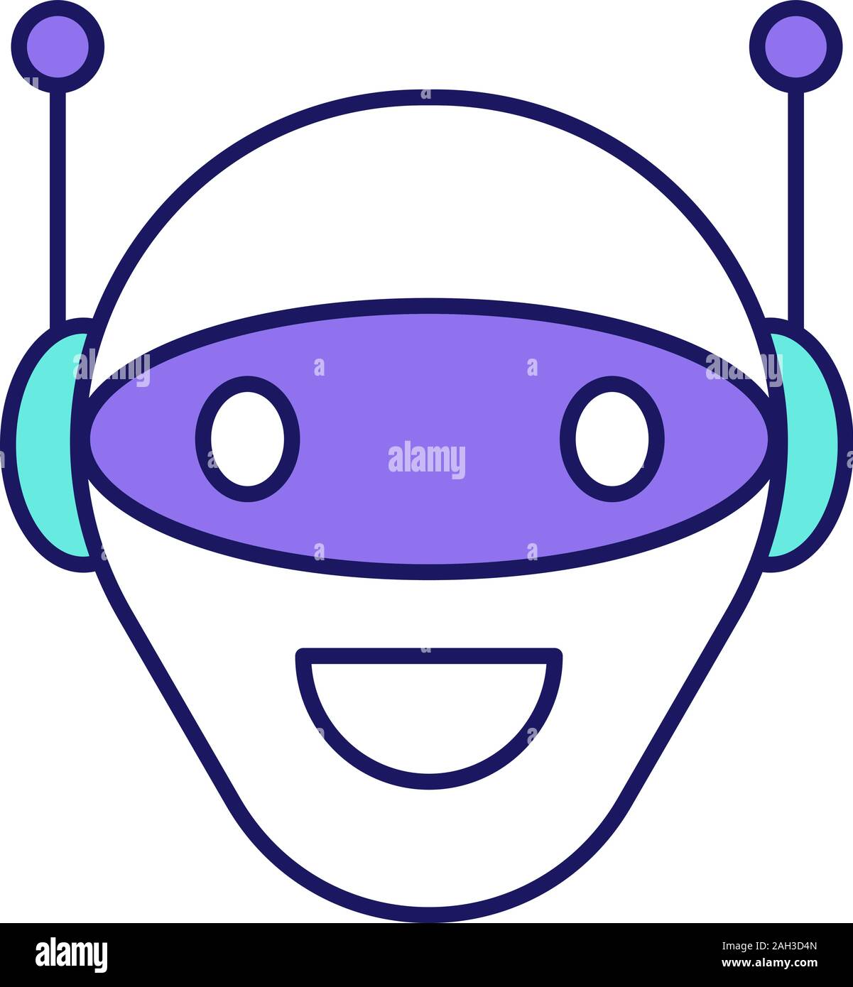 Chatbot Farbe Symbol Talkbot Moderne Roboter Android Lachen Bot Chatten Virtueller Assistent