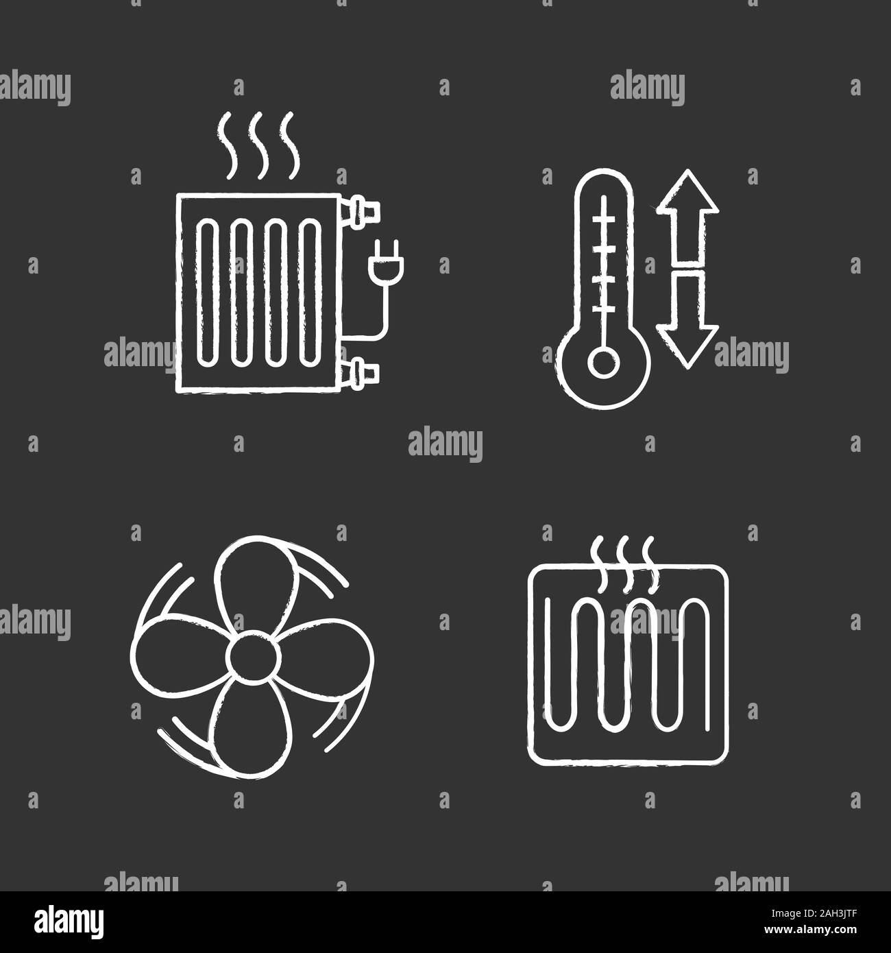 Klimaanlage chalk Symbole gesetzt. Elektrische Heizkörper, Klima ...