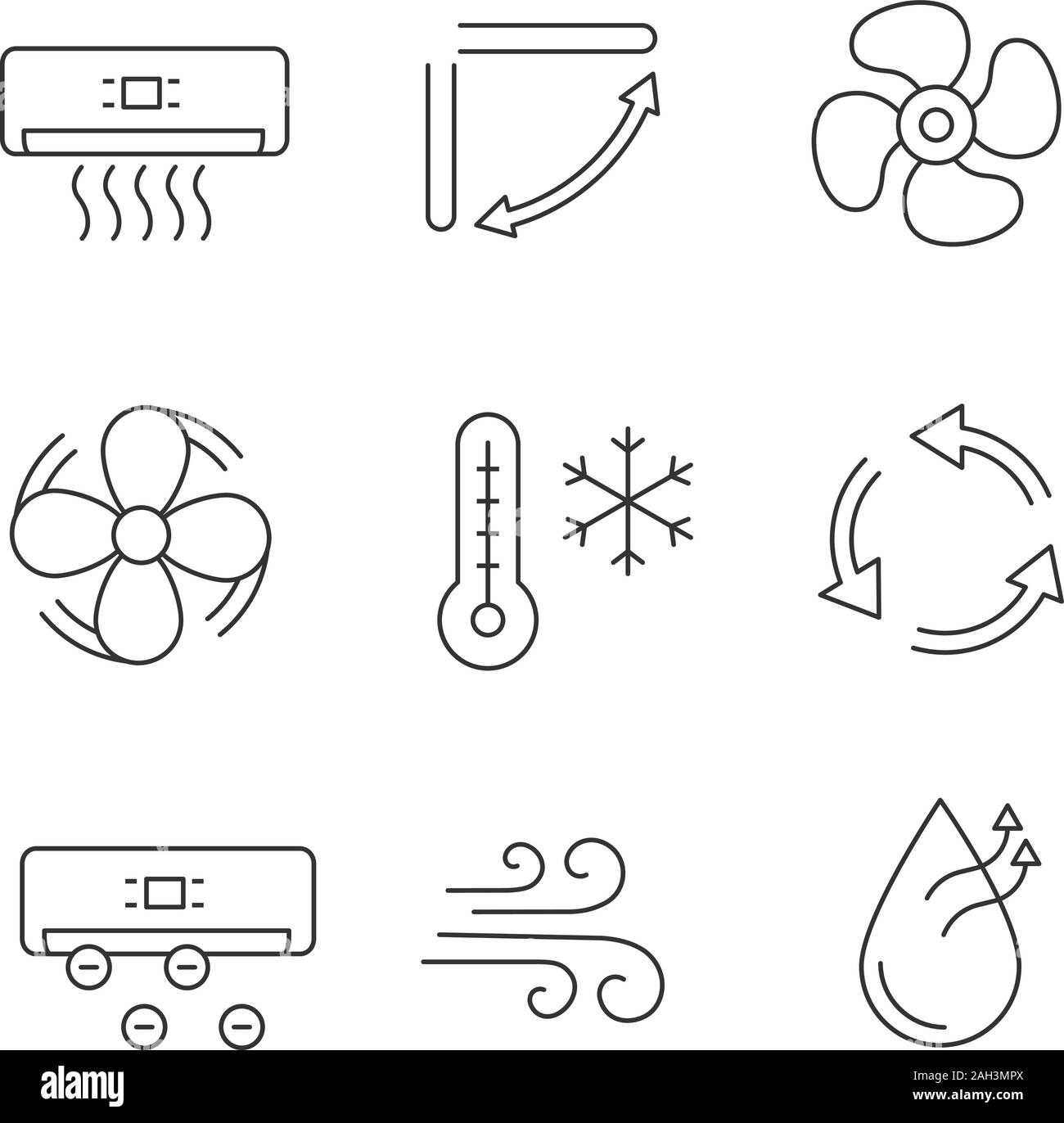 Klimaanlage lineare Symbole gesetzt. Klimaanlage, Lamellen ...