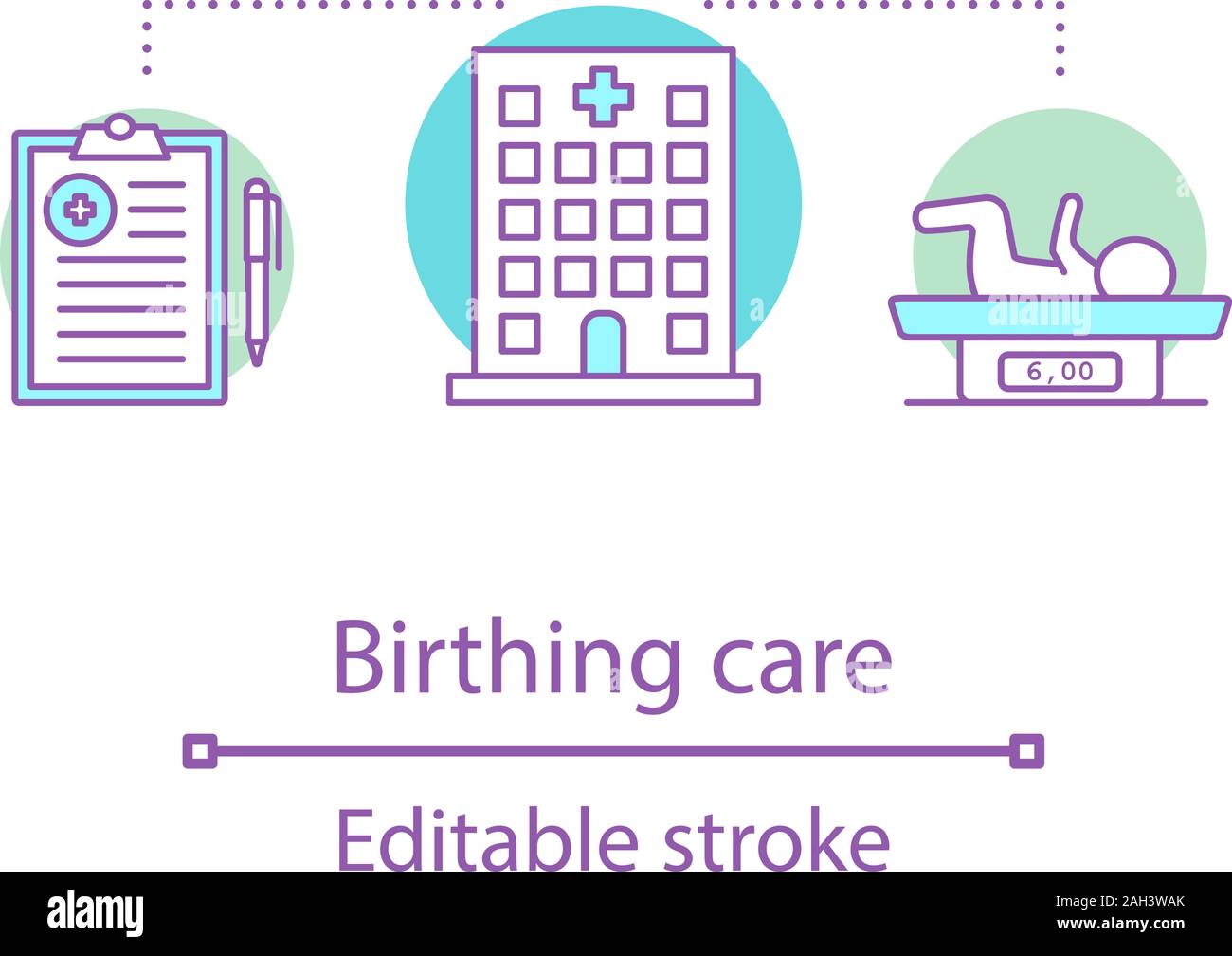Geburt Care Concept Symbol. Geburt und Mutterschaft center Idee dünne ...
