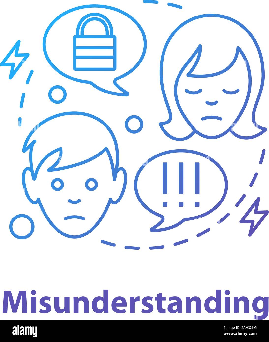 Missverständnis Konzept Symbol. Uneinigkeit Idee dünne Linie Abbildung ...