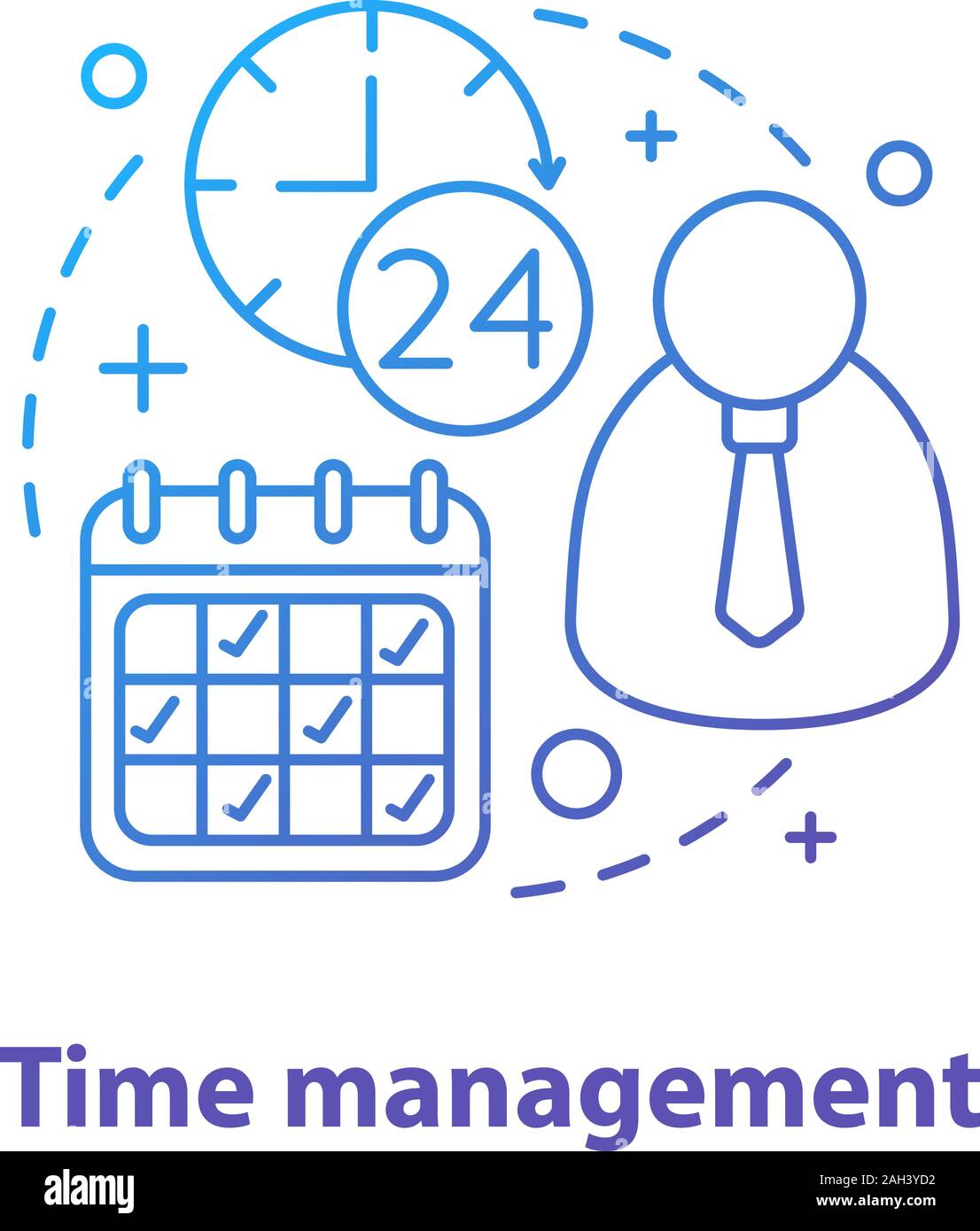 Zeit-management Konzept Symbol. Arbeitszeit Idee dünne Linie Abbildung ...