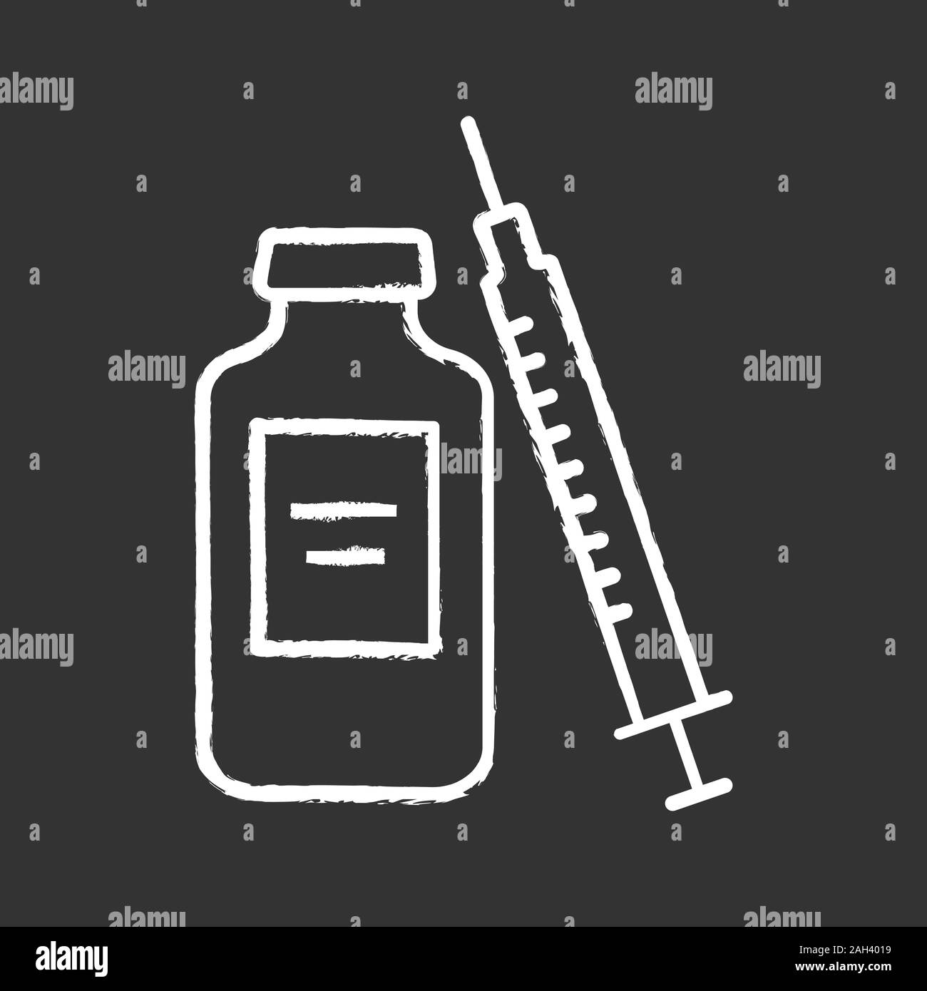 Medizin Flasche und Spritze chalk Symbol. Neurotoxin Injektion ...
