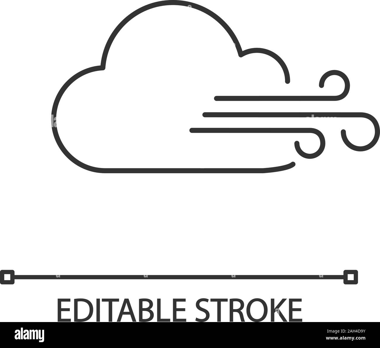 Bewölkt windig lineare Symbol. Wolken und Wind. Dünne Linie Abbildung ...