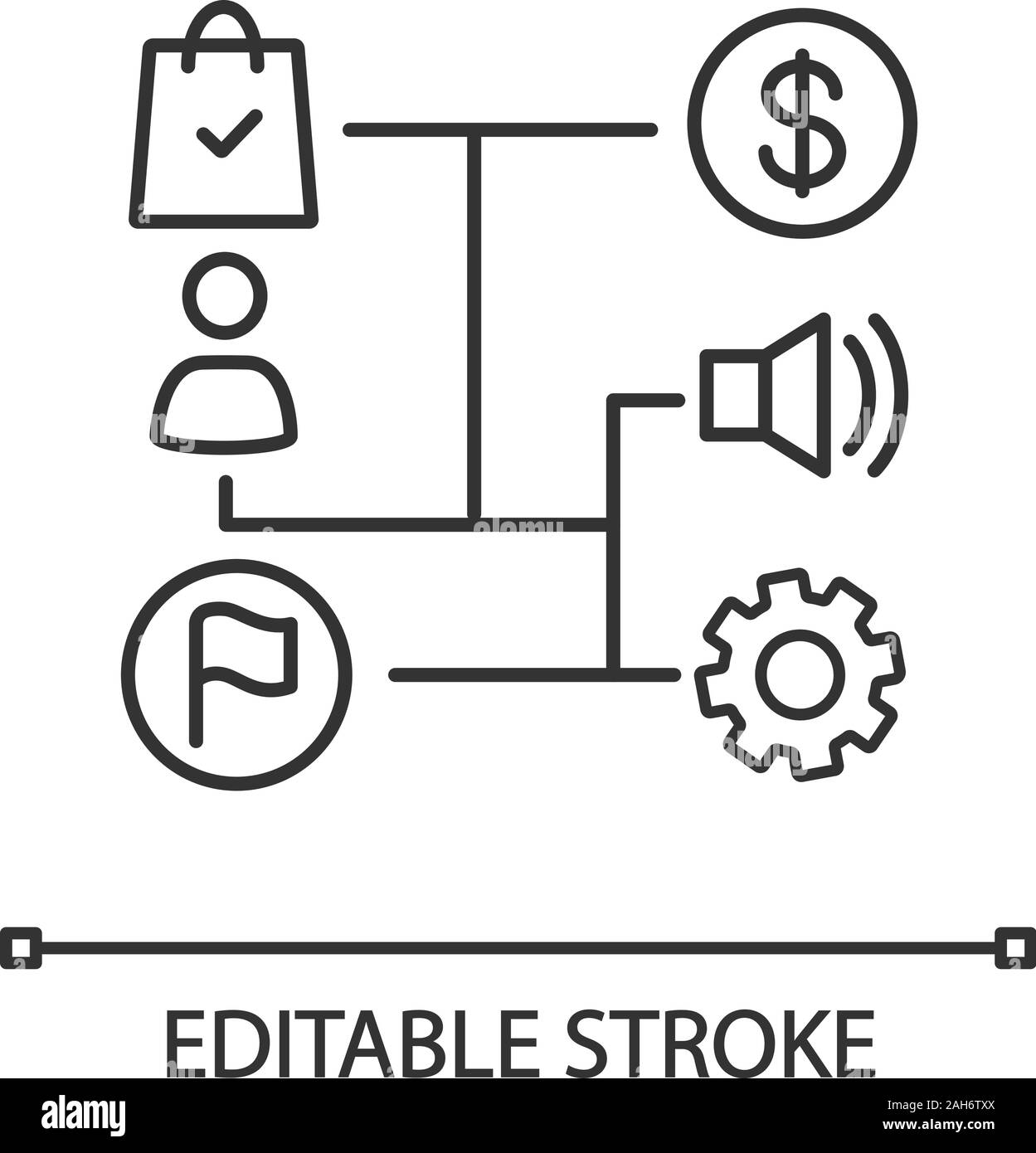 Business Plan lineare Symbol. Business Strategie, Taktik und Modell ...